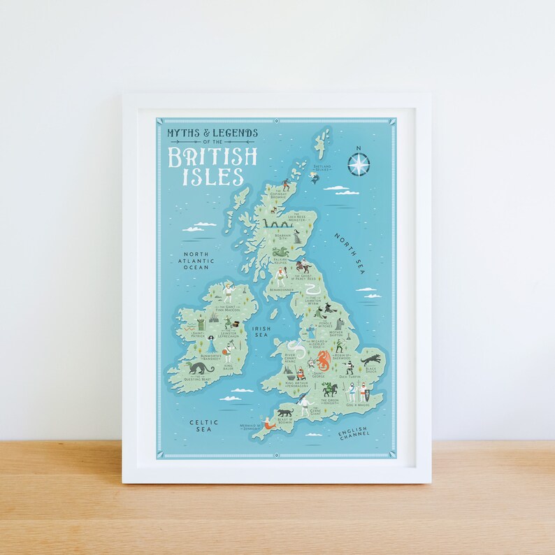 British Isles Map, Myths and Legends of the British Isles Illustrated ...