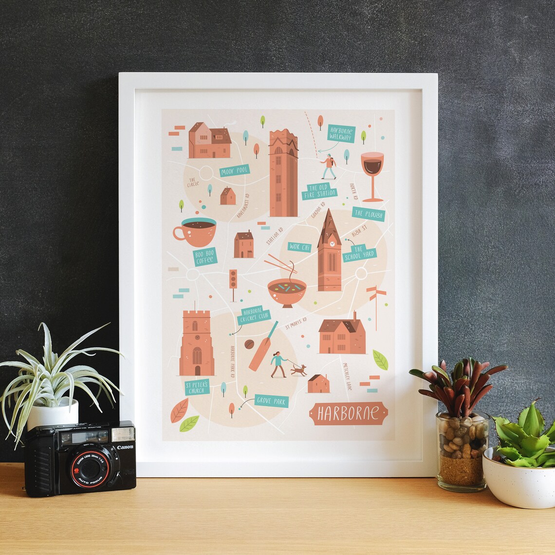 Harborne Map, Harborne Illustrated Map, Harborne Art, Harborne Poster ...