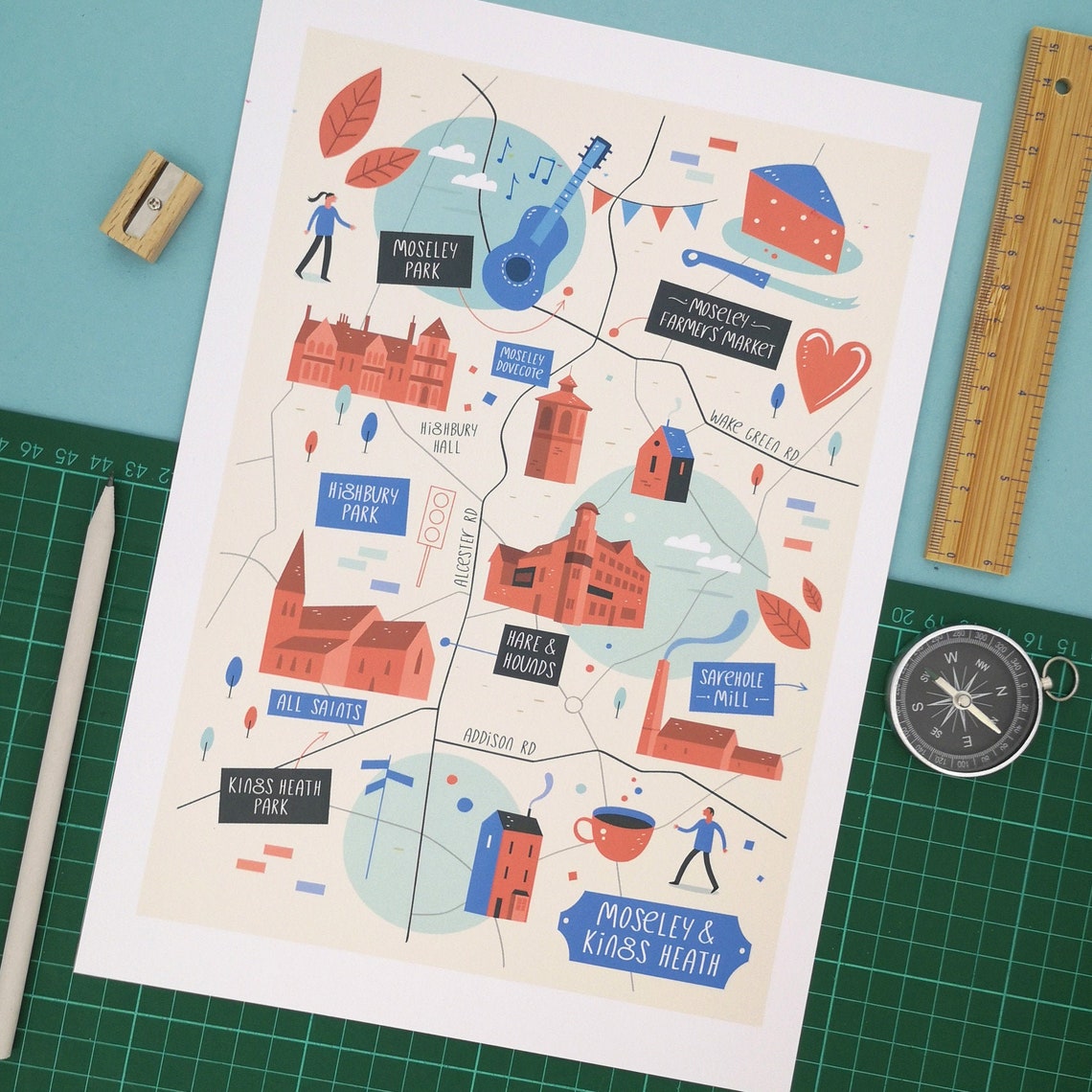 Moseley and Kings Heath Map, Moseley and Kings Heath Illustrated Map ...