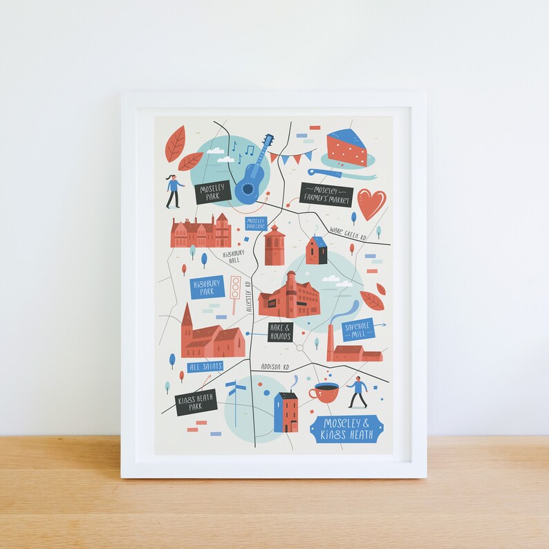 Moseley and Kings Heath Map, Moseley and Kings Heath Illustrated Map ...