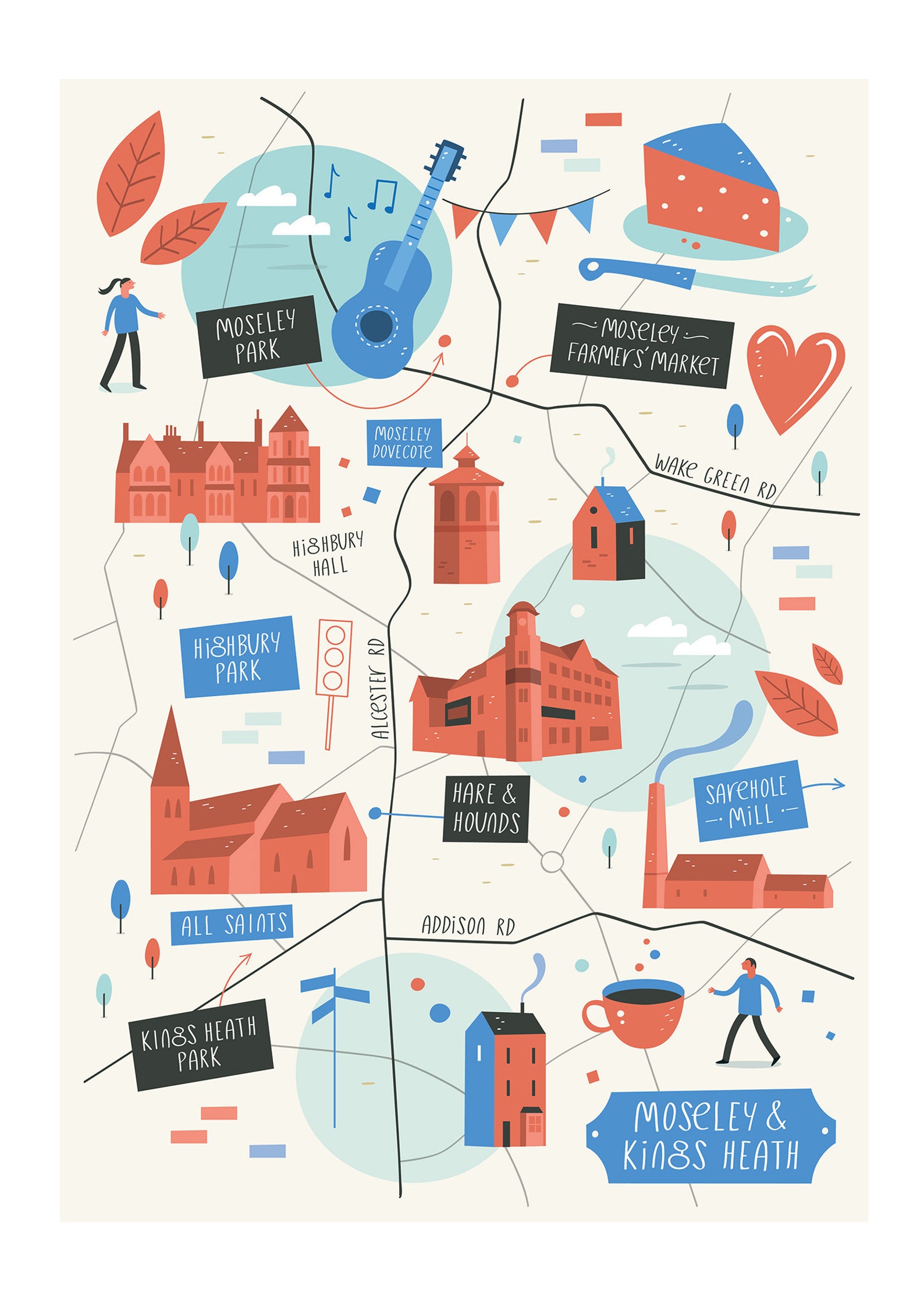 Moseley and Kings Heath Map, Moseley and Kings Heath Illustrated Map ...