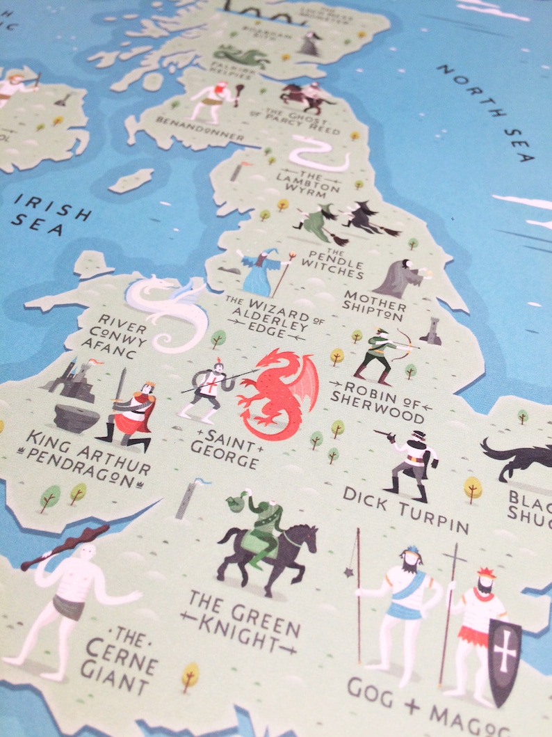 British Isles Map, Myths and Legends of the British Isles Illustrated ...