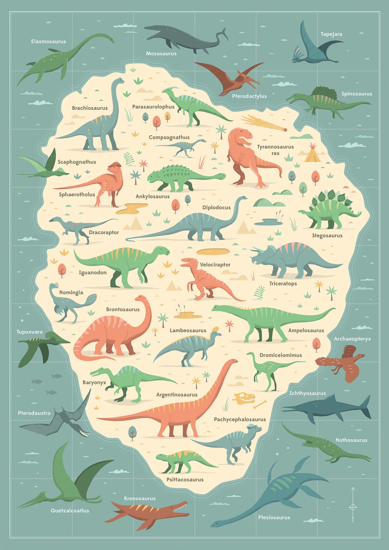 Dinosaur Chart Print - Etsy