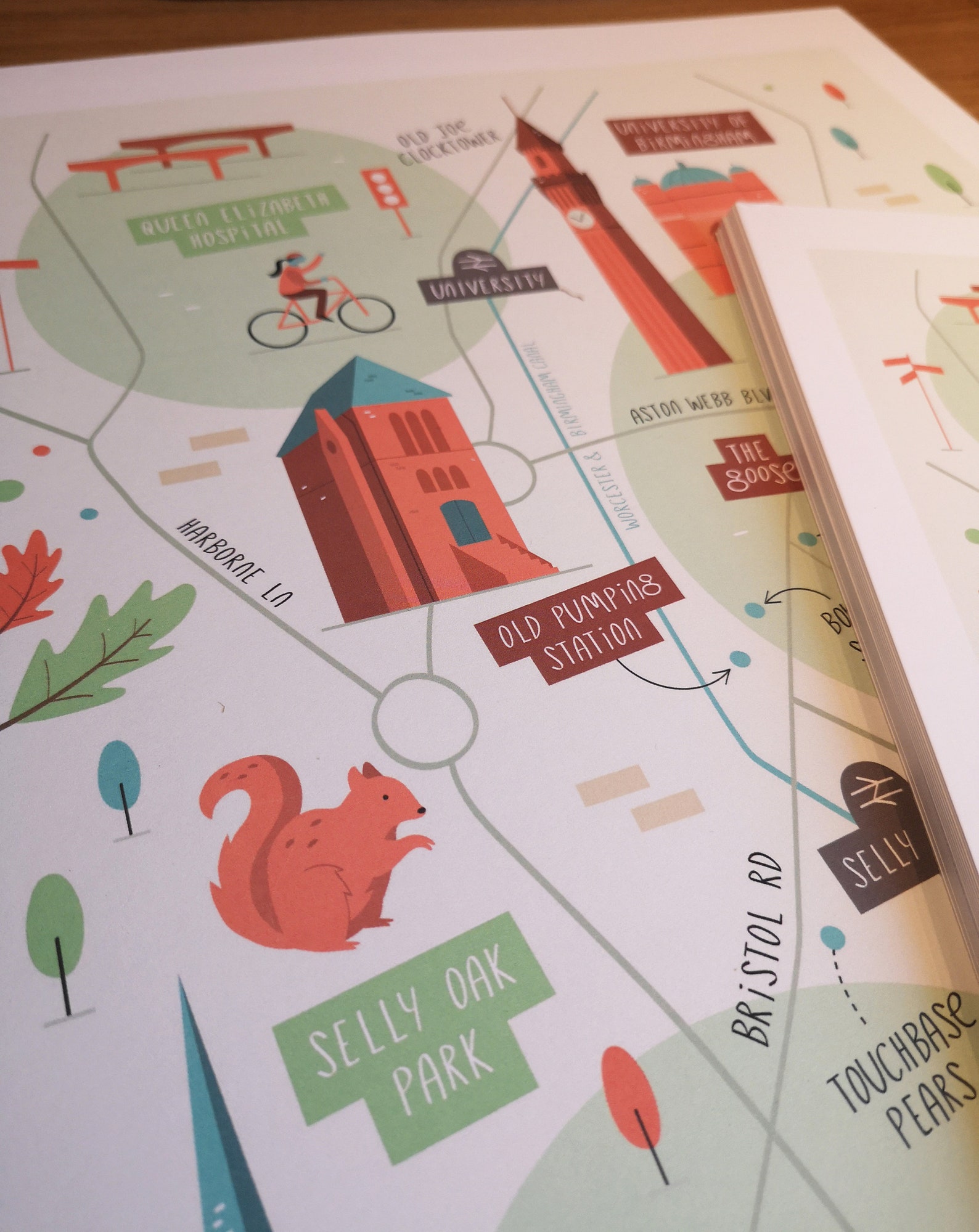 Selly Oak and University of Birmingham Illustrated Map Print | Etsy UK