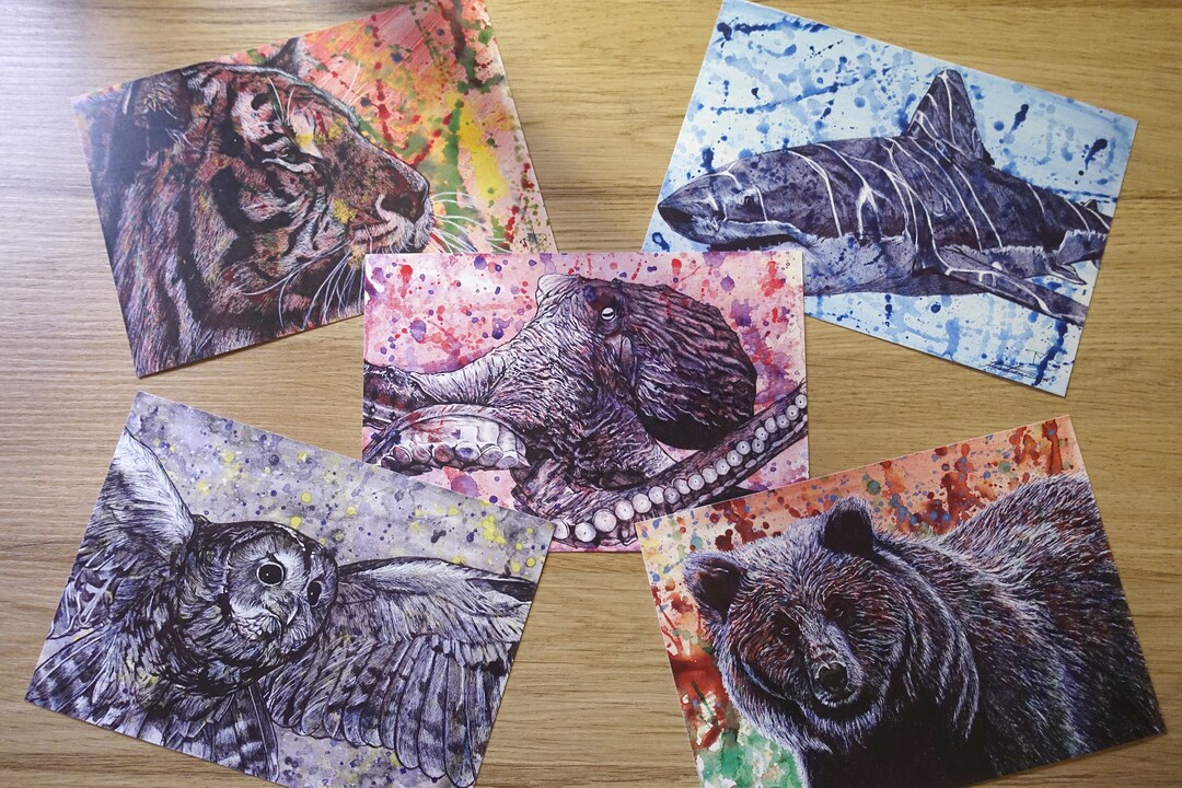 5 AWESOME Mini A5 ANIMAL PRINTS - Etsy