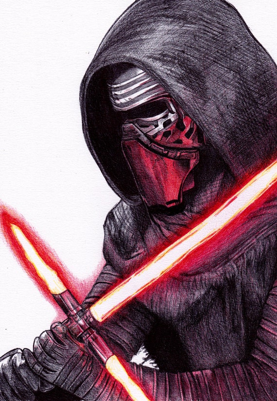 KYLO REN Pen Drawing Print | Etsy