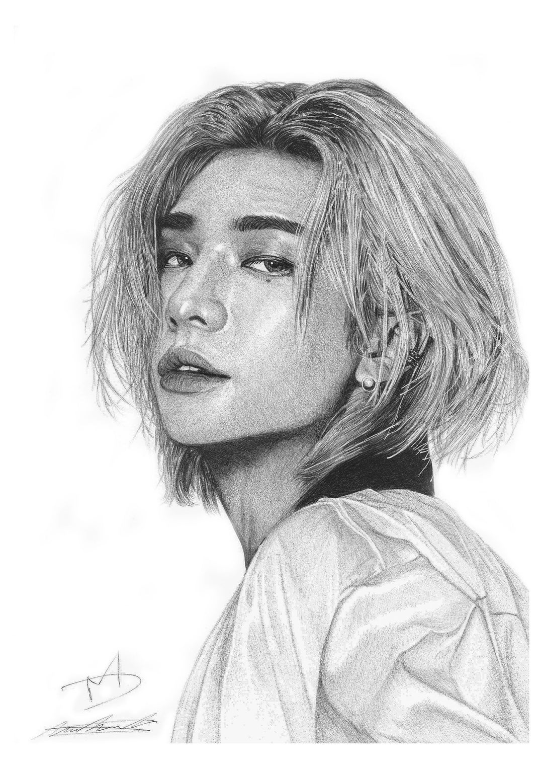 HYUNJIN (stray Kids) Drawing A4 Print - Etsy