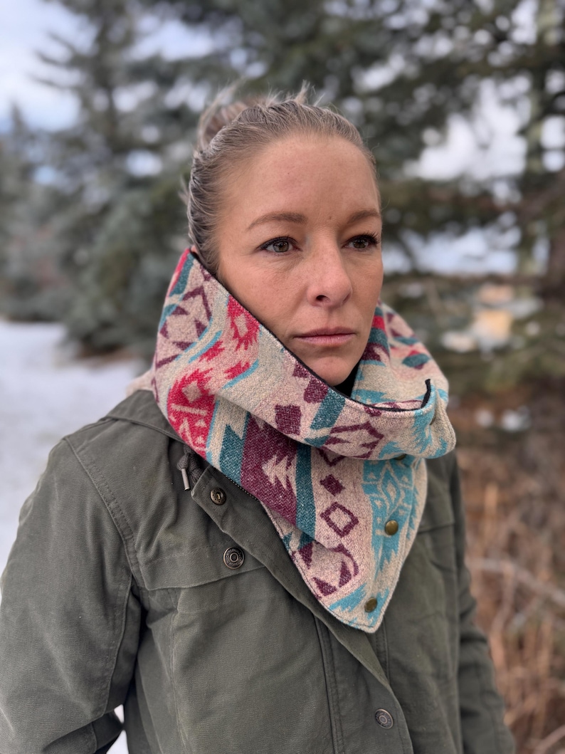 Western Wool Blend Cowl, Polar Fleece Lined, Cowboy Scarf - Etsy