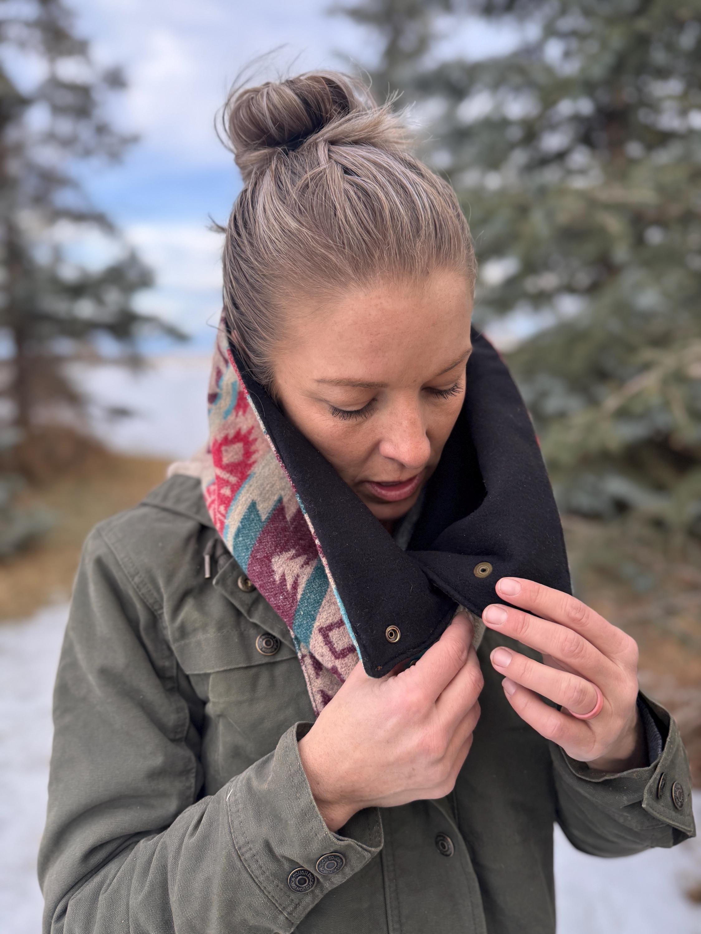 Western Wool Blend Cowl, Polar Fleece Lined, Cowboy Scarf - Etsy