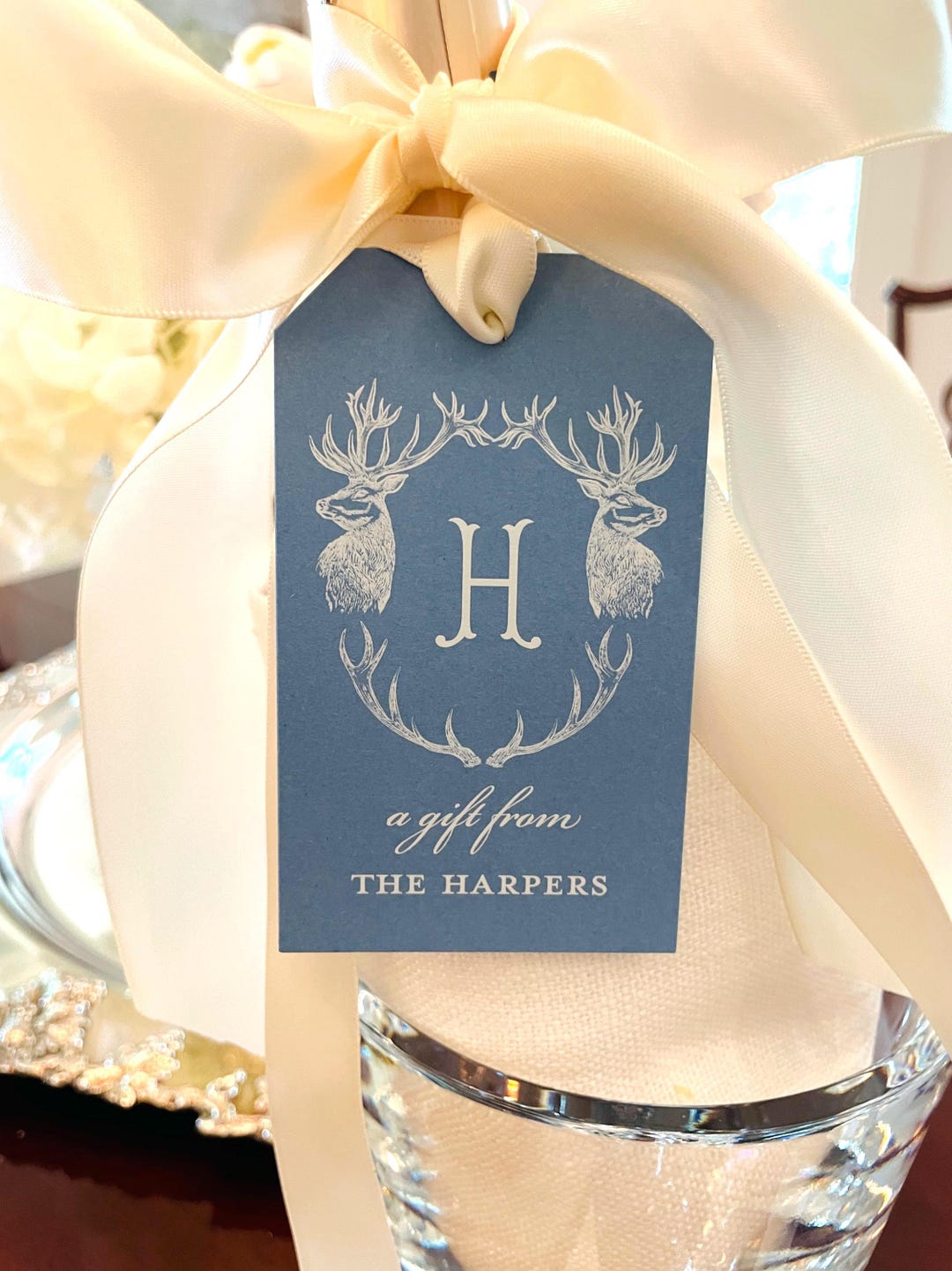 White Ink Stag Gift Tags | Set of 16 - Etsy