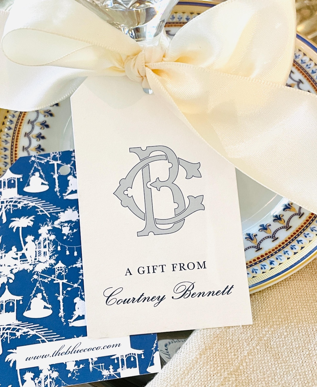 Two Letter Interlocking Initial Gift Tags | Blue & White | Set of 16 - Etsy