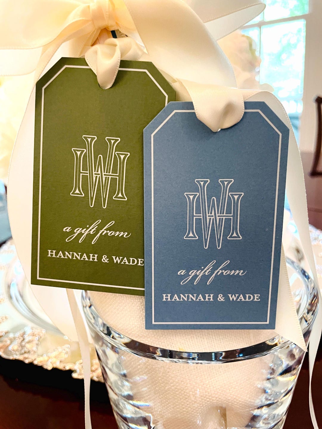 White Ink Two Letter Initial Gift Tags | Set of 16 - Etsy