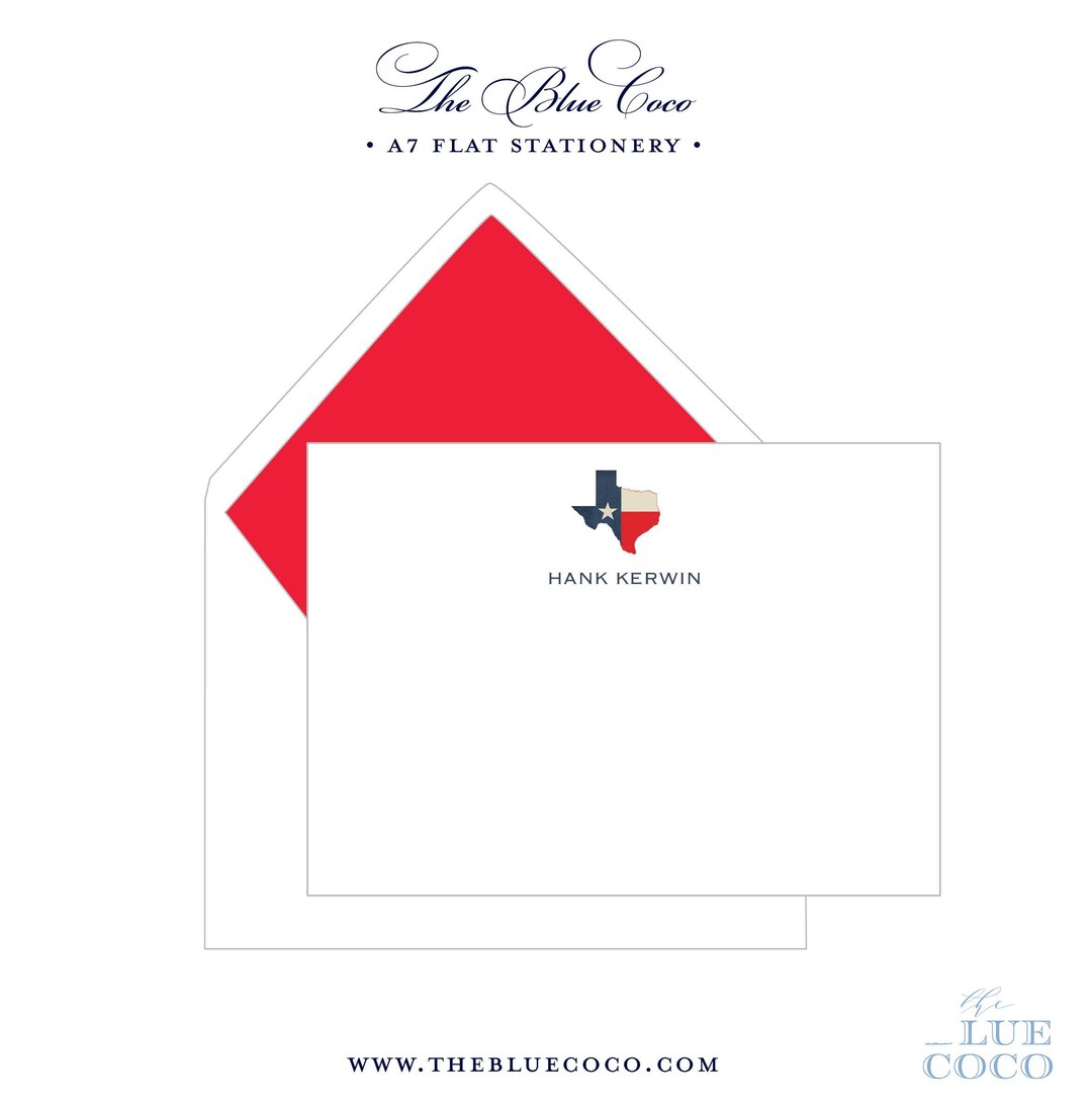 Texas Personalized Stationery • Flat Card • Set of 10 - Etsy