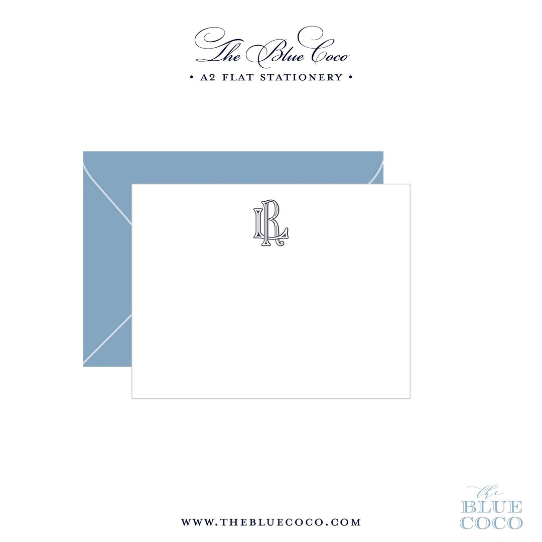 Two Letter Monogram Stationery • Flat A2 Card • Set of 10 • Multiple ...