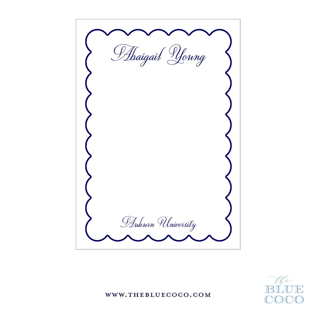 College Scallop Border Notepad • Any College • Graduation Gift - Etsy