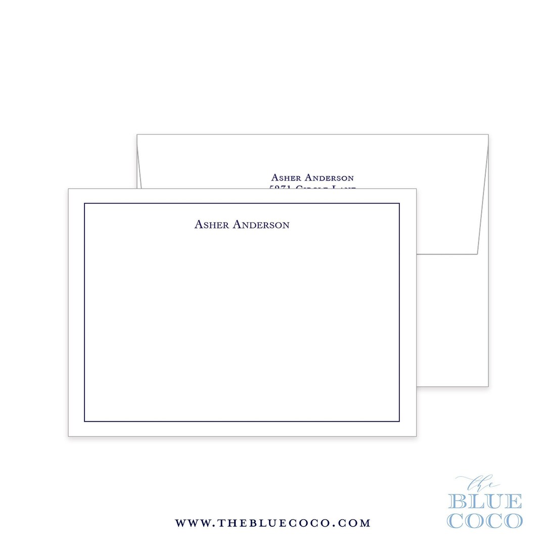 Name With Border Stationery (multiple Colors) • Flat Card • Set of 10 ...