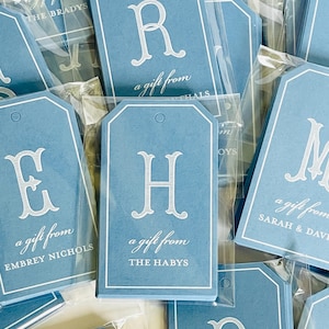 White Ink Initial Gift Tags | Set of 16 - Etsy