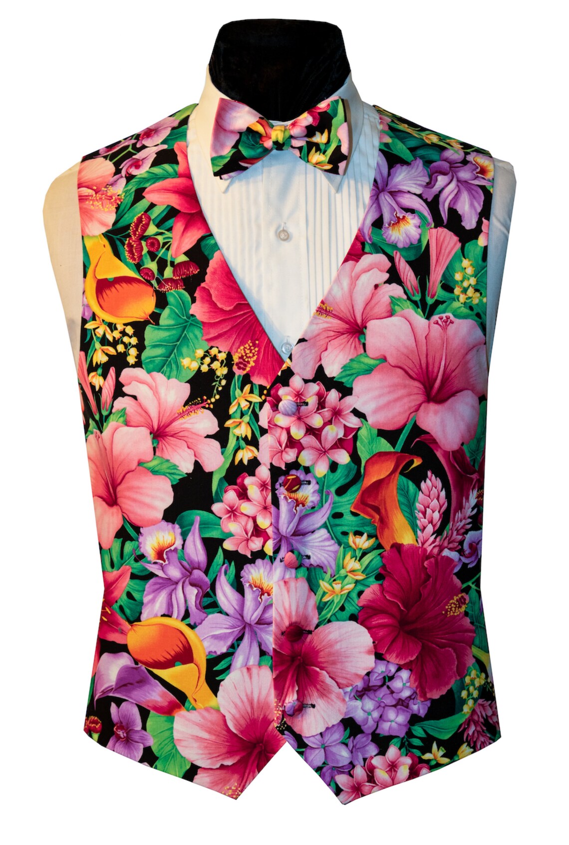 Hawaiian Tropical Hibiscus Tuxedo Vest and Bow Tie - Etsy