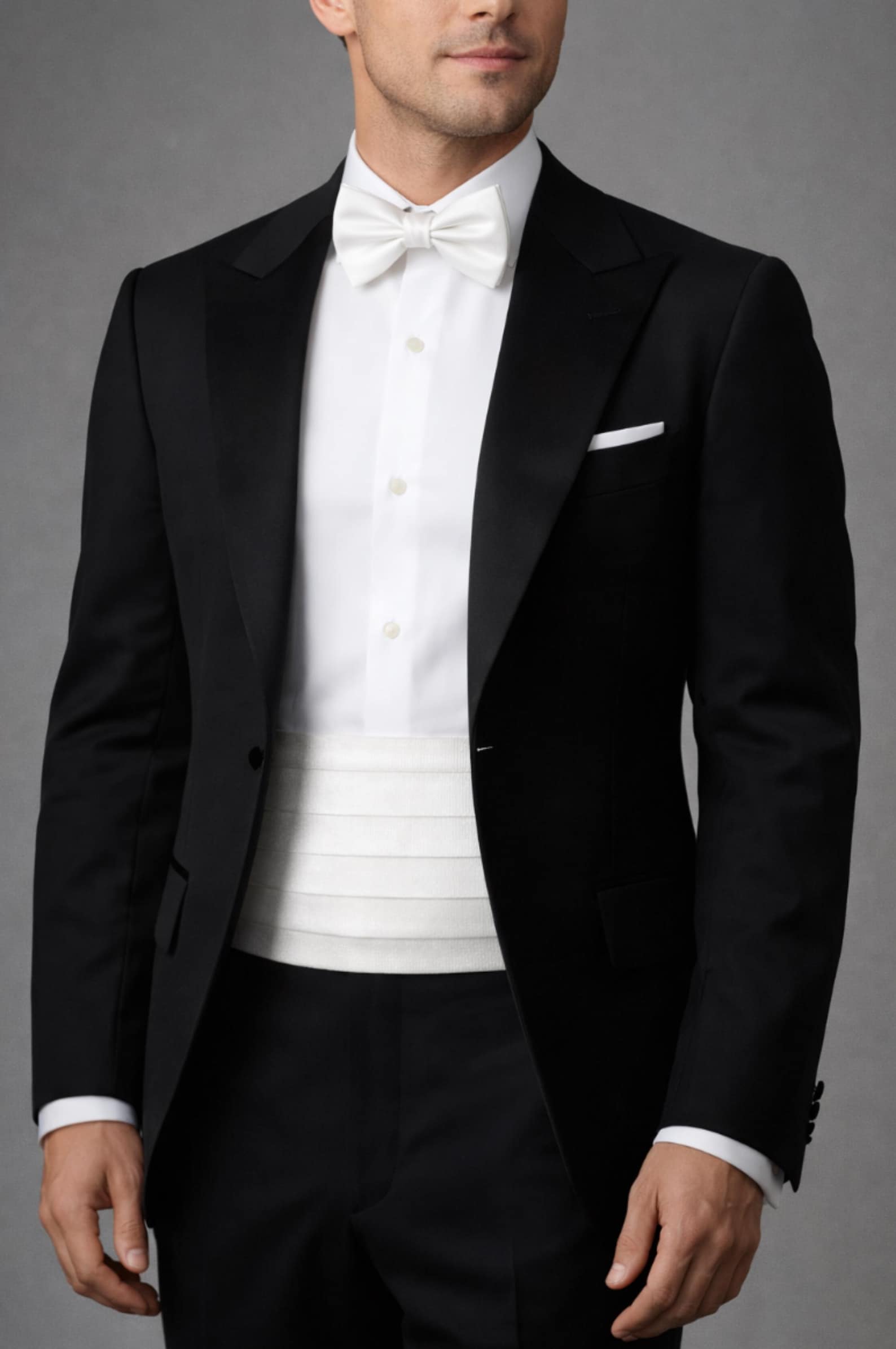 Diamond White Herringbone Tuxedo Cummerbund and Bow Tie, Elegant Formal ...