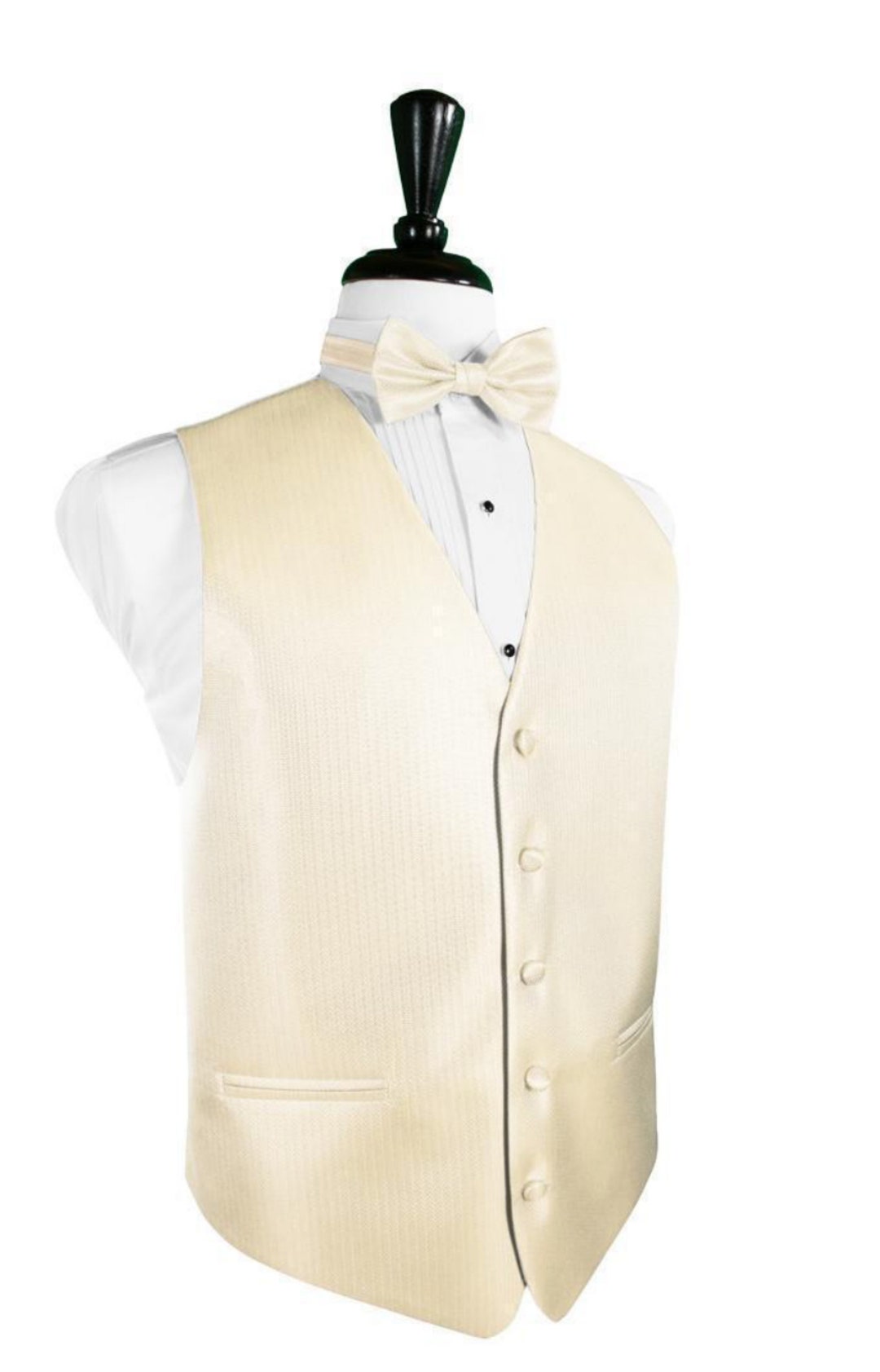 Sand Herringbone Tuxedo Vest and Bow Tie - Etsy
