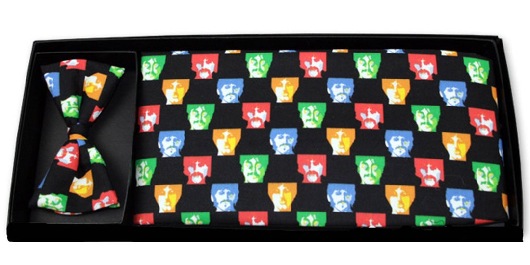 Rock Star Faces Tuxedo Cummerbund & Bow Tie Set, Fun Music Band Style ...