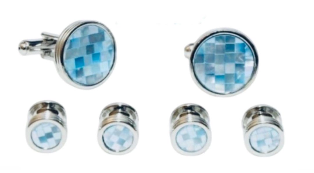 Mosaic Mother of Pearl & Abalone Cufflinks and Studs - Elegant Men's ...