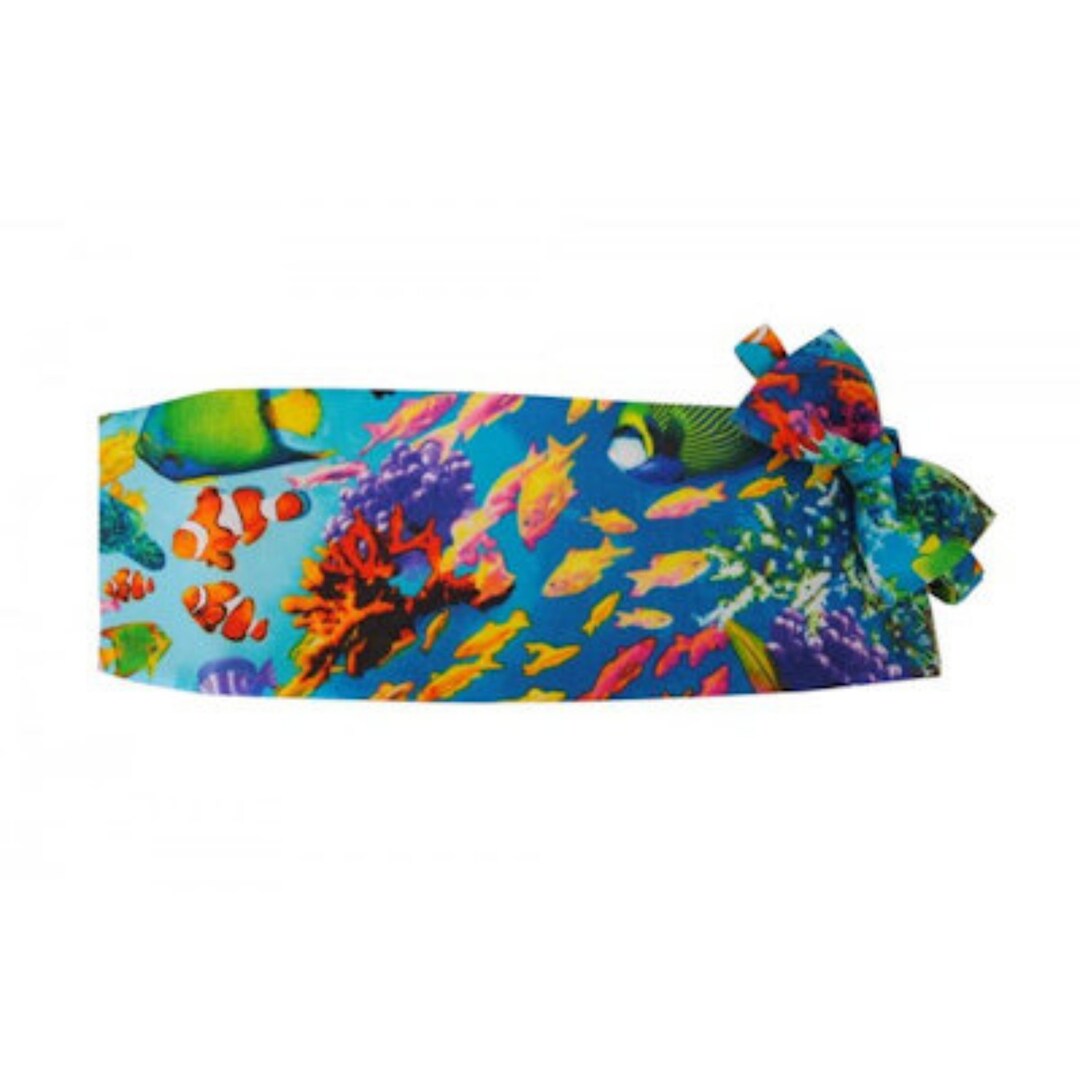 Coral Reef Fish Pattern Cummerbund & Bow Tie Set, Tropical Ocean Theme ...