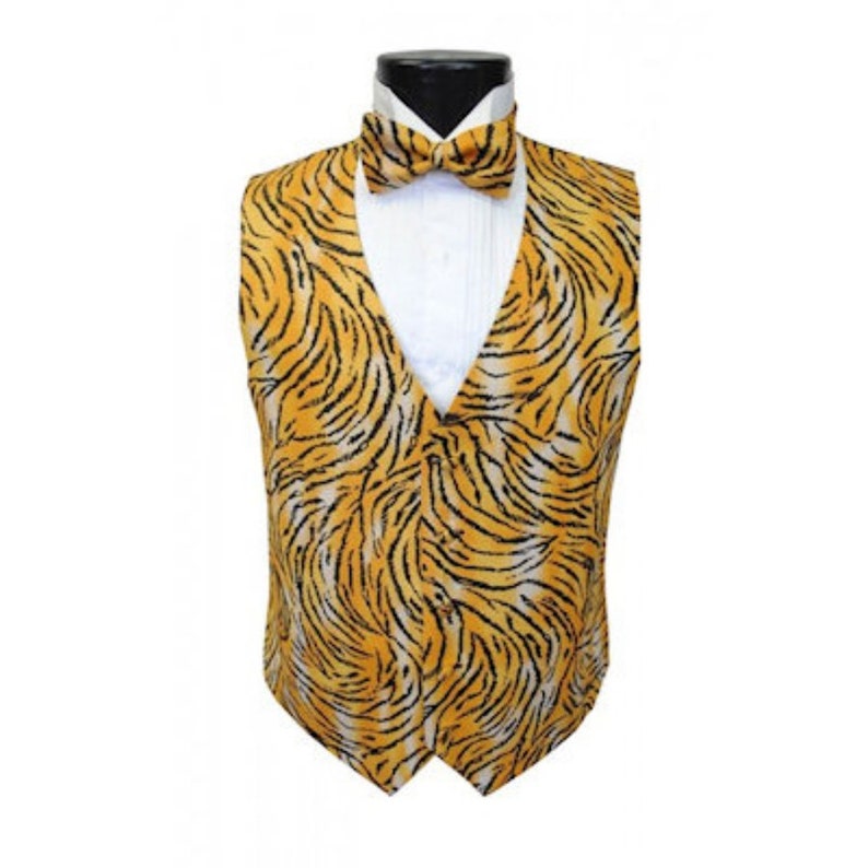 Tiger Stripes Tuxedo Vest & Tie, Bold Black and Orange Pattern, for ...