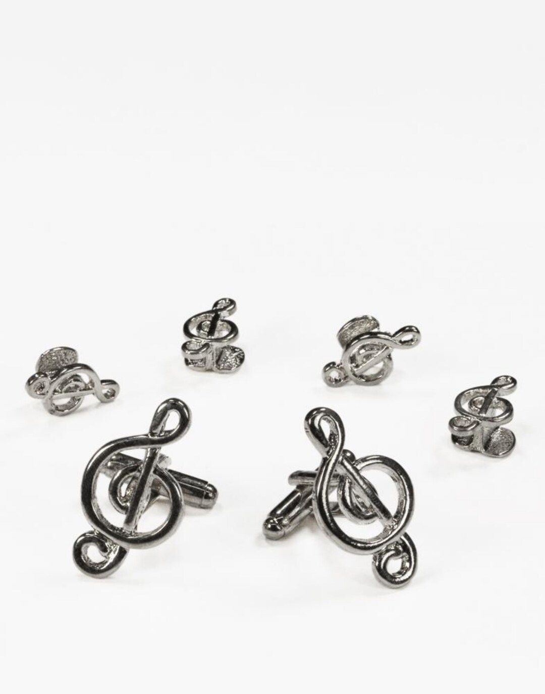 Musical G Clef Silver Trim Tuxedo Studs and Cufflinks Set - Etsy
