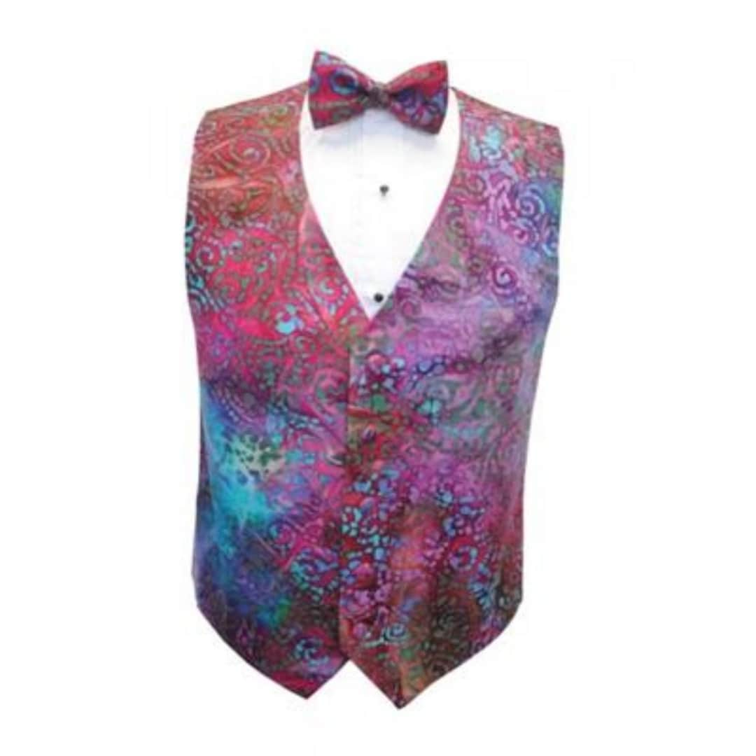 Hawaiian Batik Tuxedo Vest and Bow Tie Size 2X - Etsy