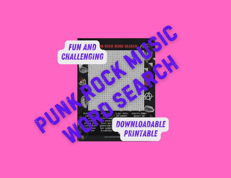 Punk Rock Word Search Music Word Find Fun and Challenging Download ...