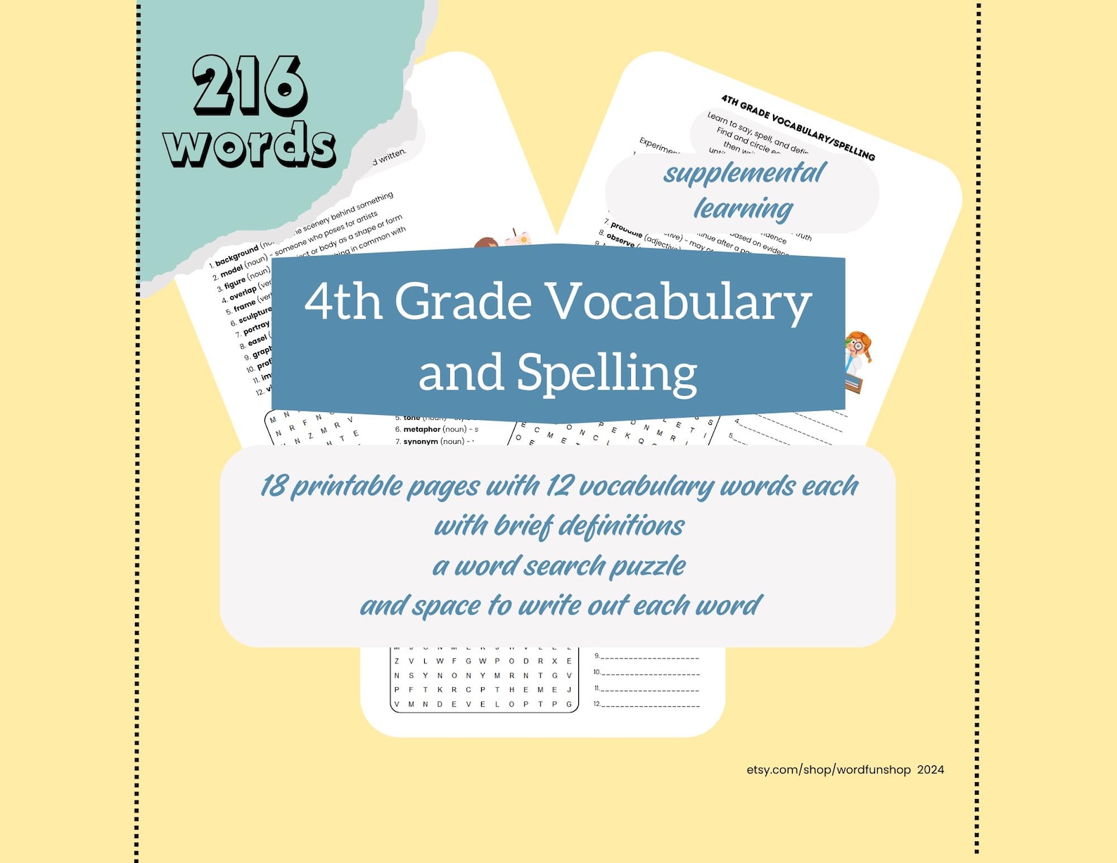 4th Gr Vocab Spelling Worksheets 216 Words 3 Different Ways to ...