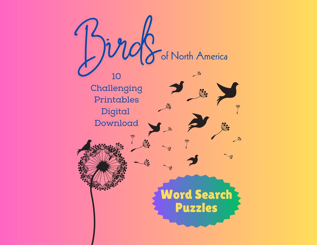 10 Word Search Puzzles Birds of North America Printable Digital ...