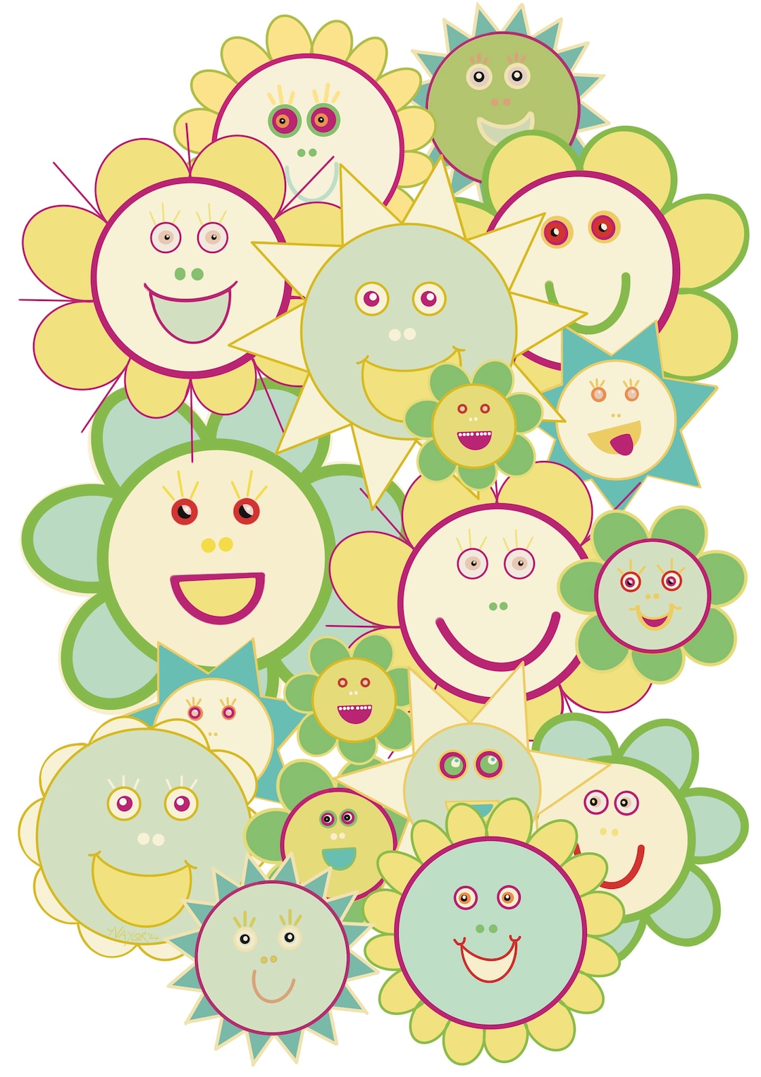 Printable Art Funny Faces Jpg File Download A4 or A3 Size. Australian ...