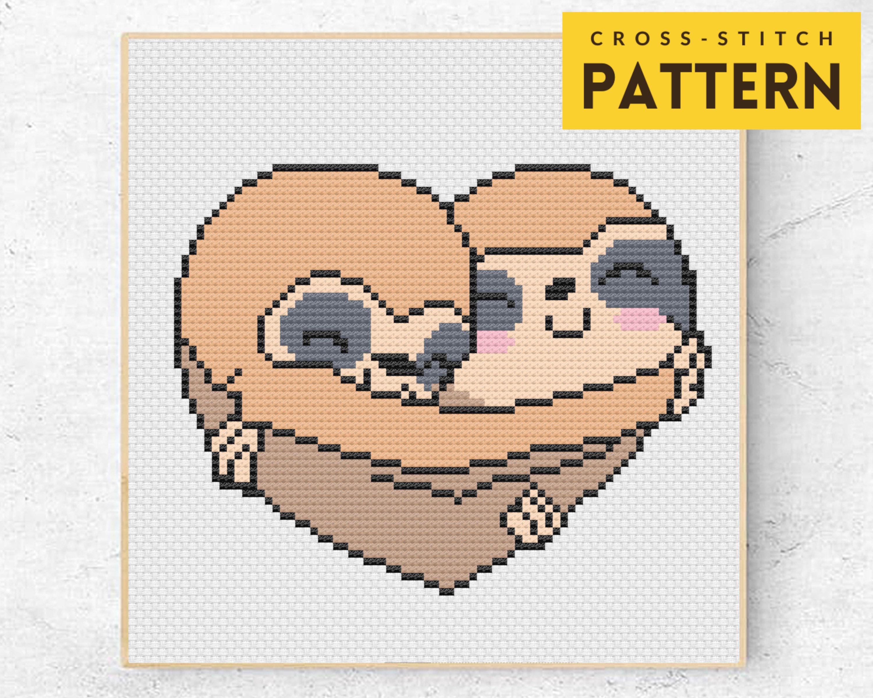 Sloth Cross Stitch Pattern Hugging Sloth Cross Stitch Love - Etsy
