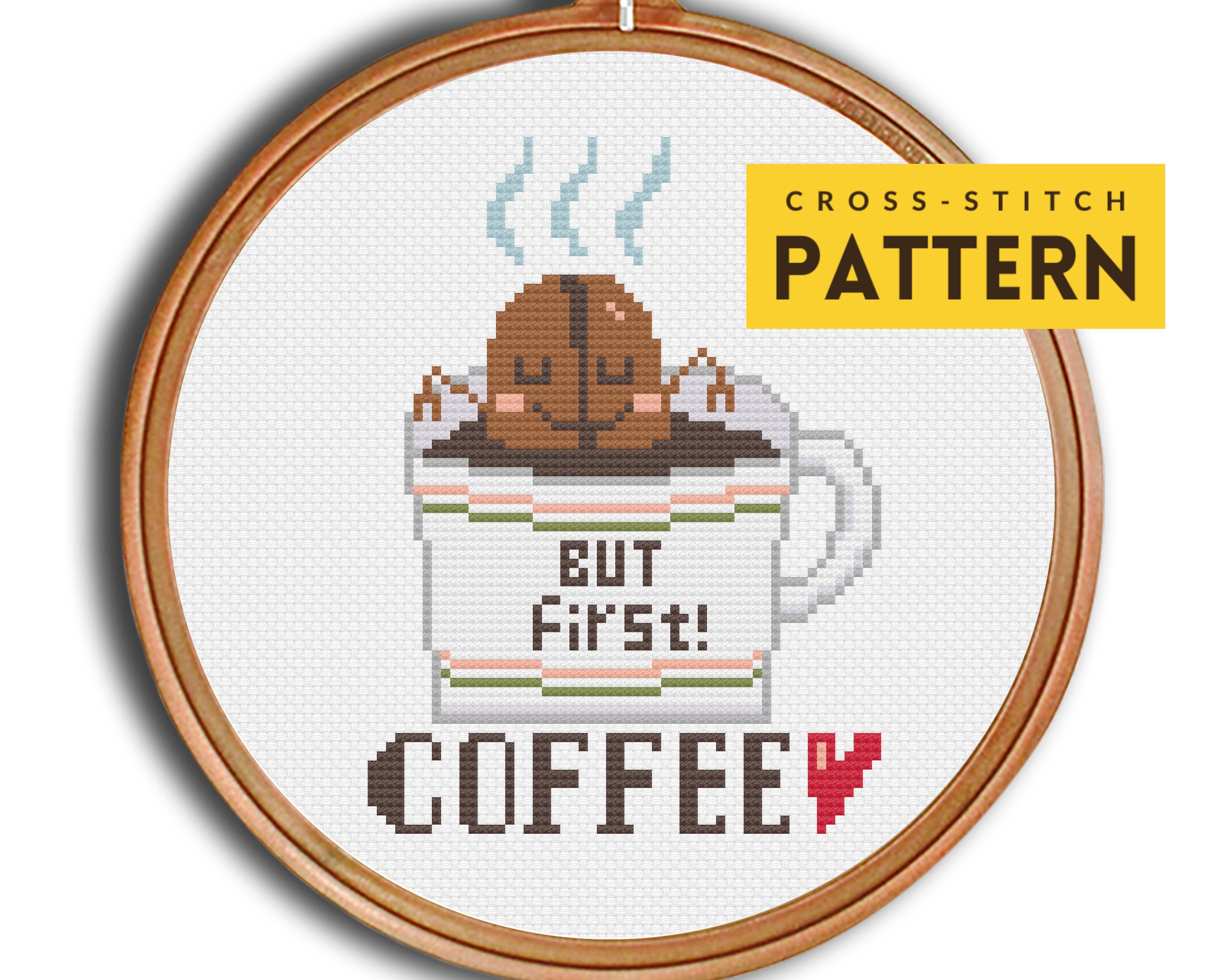 But First Coffee Cross Stitch Pattern, Coffee Cross Stitch, Kitchen ...