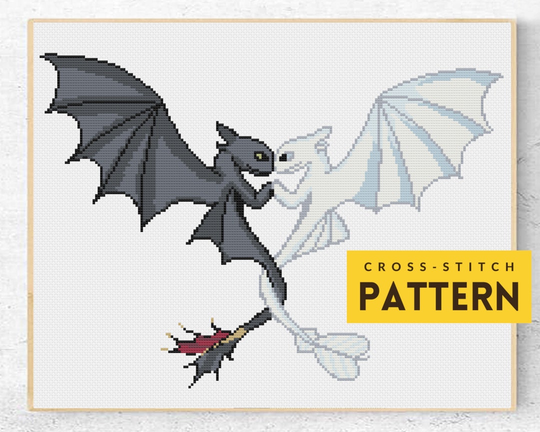 Toothless Light Fury Cross Stitch Pattern, How to Train Your Dragon ...