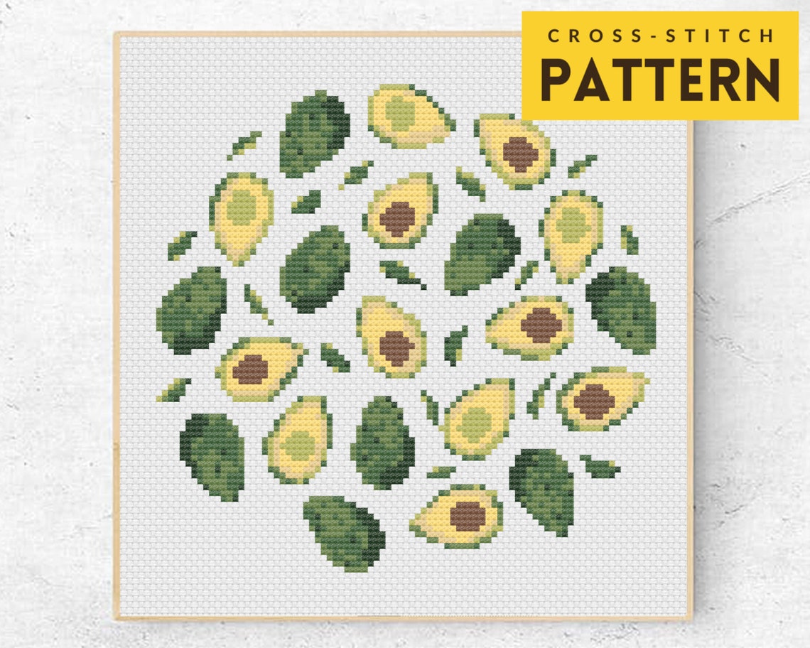 Avocado Cross Stitch Pattern, Avocado Sampler, Fruit Sampler, Kitchen ...