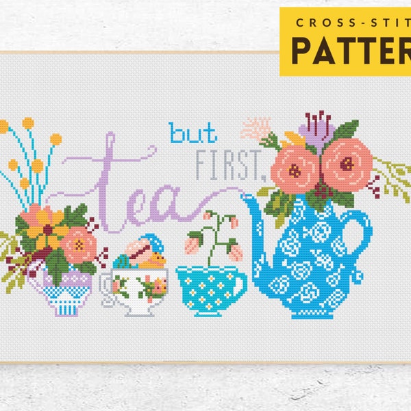 Tea Cross Stitch - Etsy