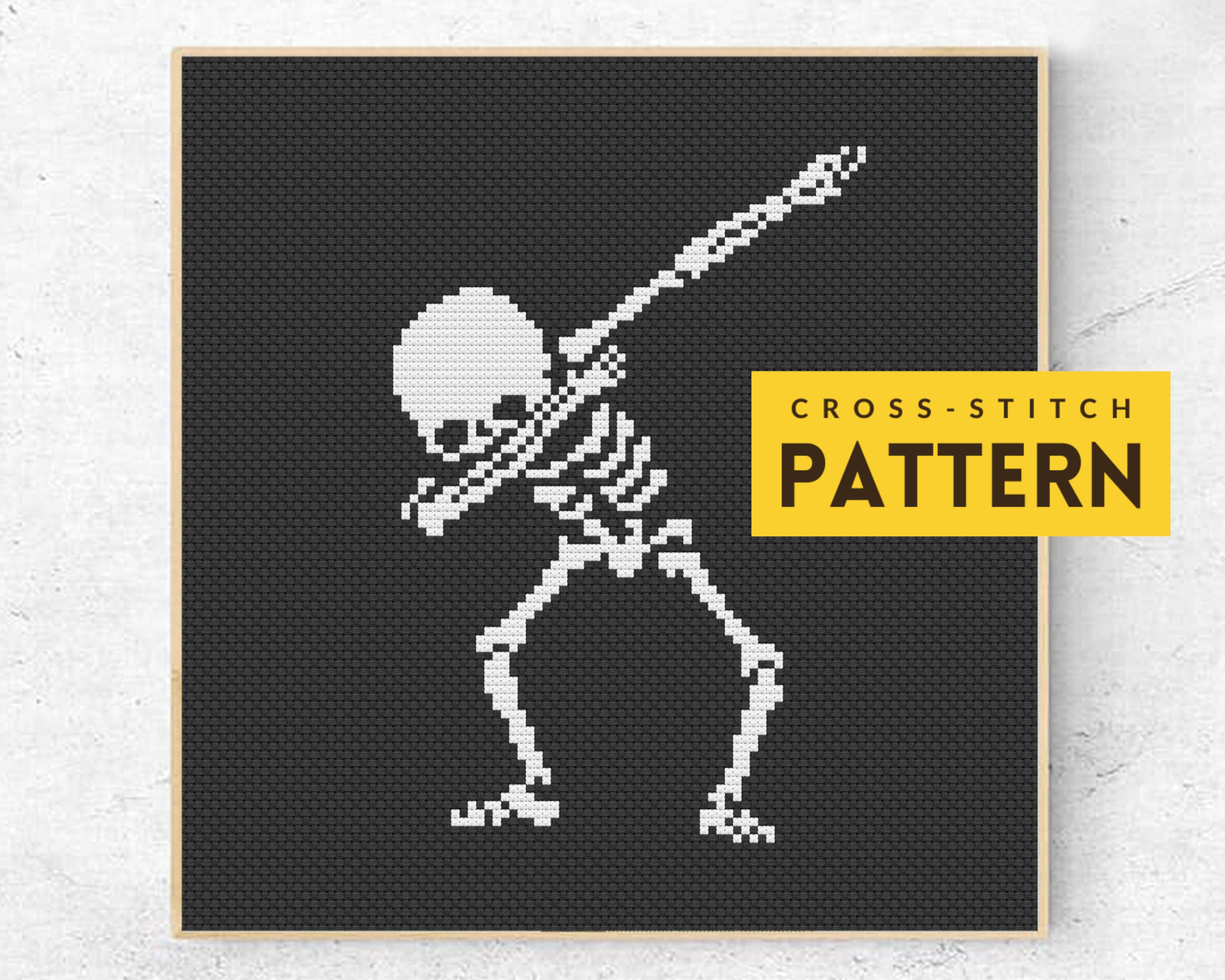 Dabbing Skeleton Cross Stitch Pattern Glow in the Dark | Etsy