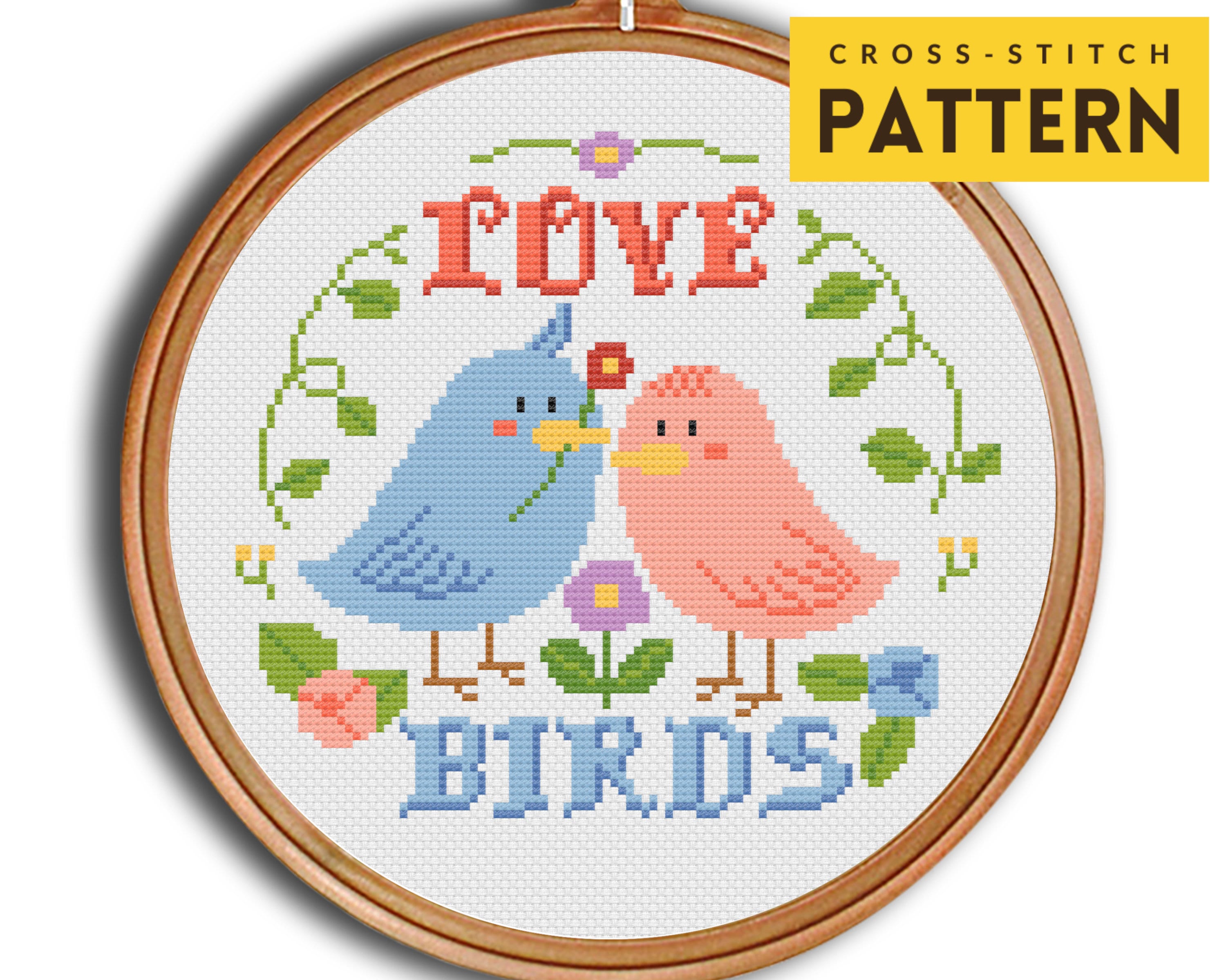 Love Birds Stitch Pattern Lovebirds Cross Stitch Pattern - Etsy