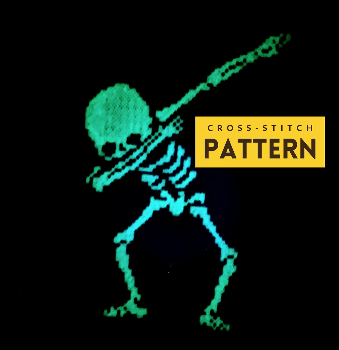 Dabbing Skeleton Cross Stitch Pattern Glow in the Dark | Etsy