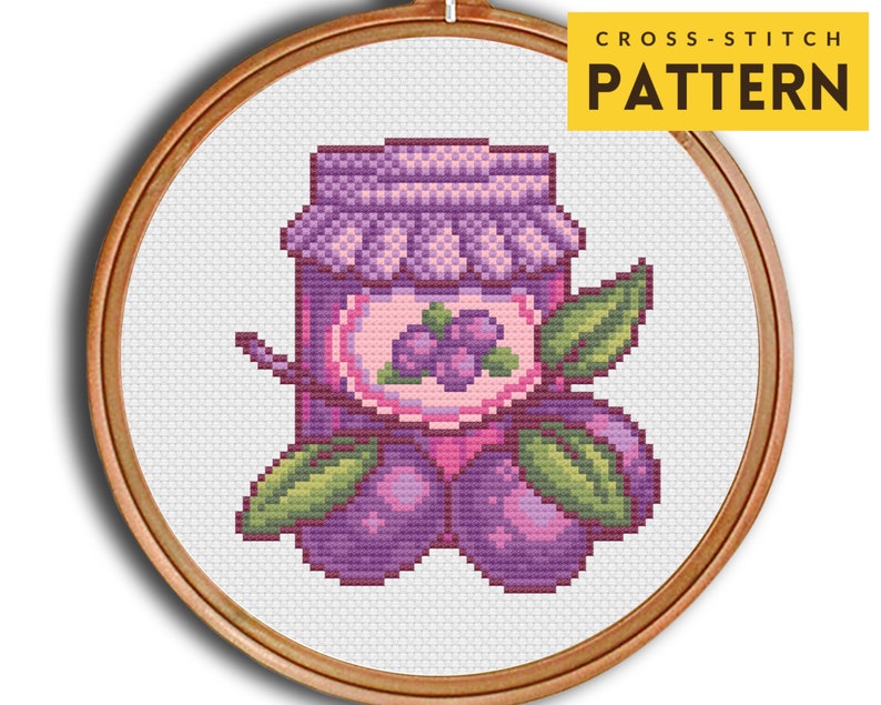Set of 3 Jam Cross Stitch Pattern Strawberry Jam Cross - Etsy