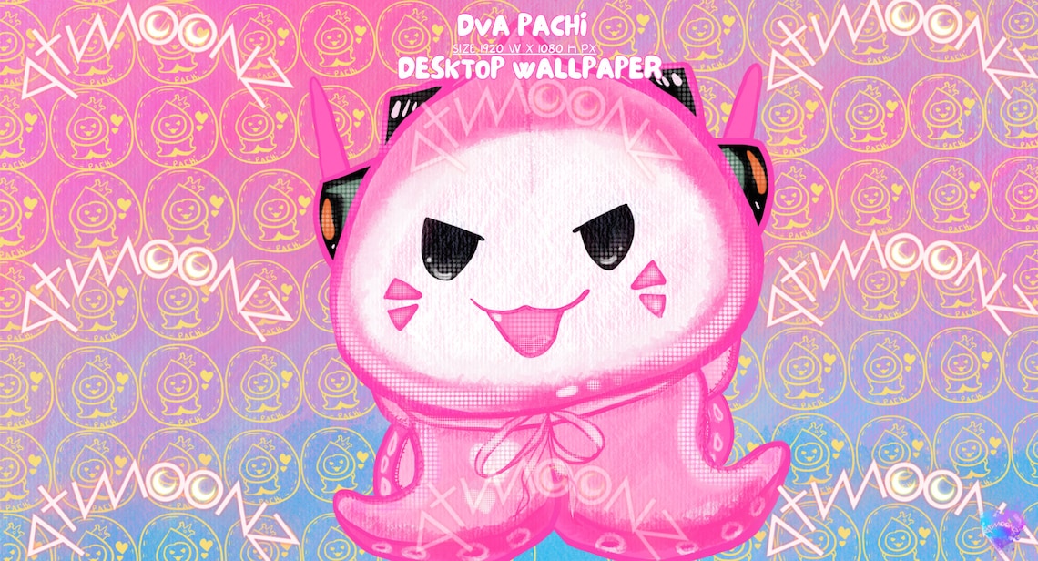 Cute DVA Pachi Digital PC Wallpaper | Kawaii Pink Blue Purple Yellow ...