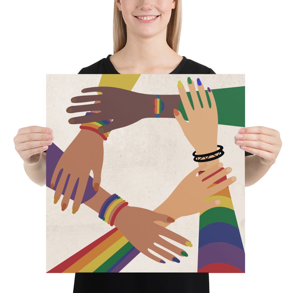 Love is Love Diversity Hands Poster, Equality, Peace, Kindness ...