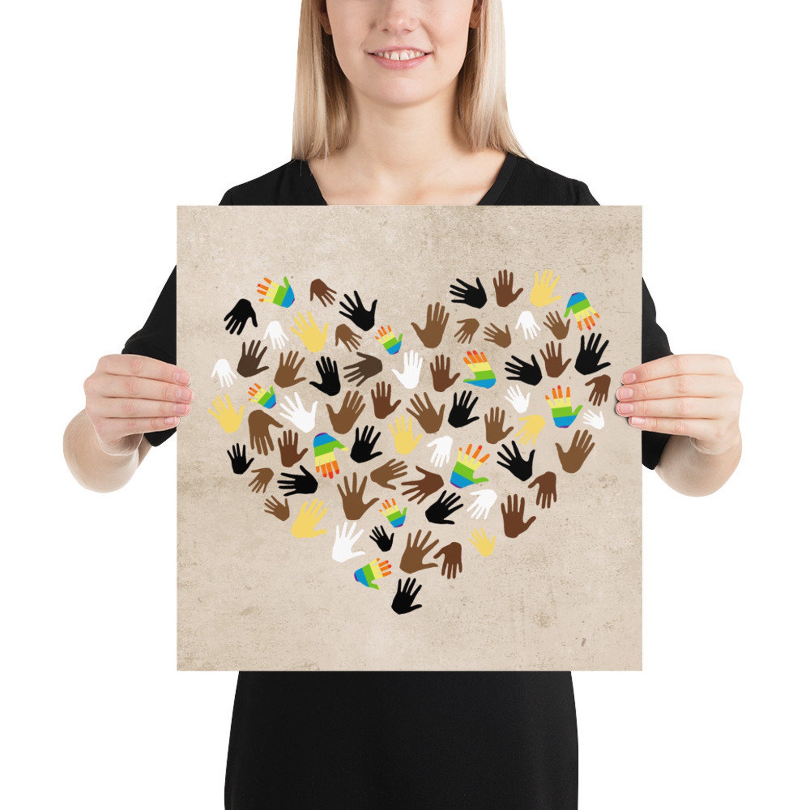 Diversity Hands Heart Poster-equality-peace-kindness-humankind ...