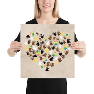 Diversity Hands Heart Poster-equality-peace-kindness-humankind ...