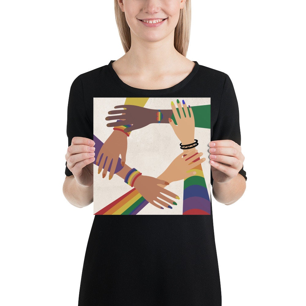 Love is Love Diversity Hands Poster, Equality, Peace, Kindness ...