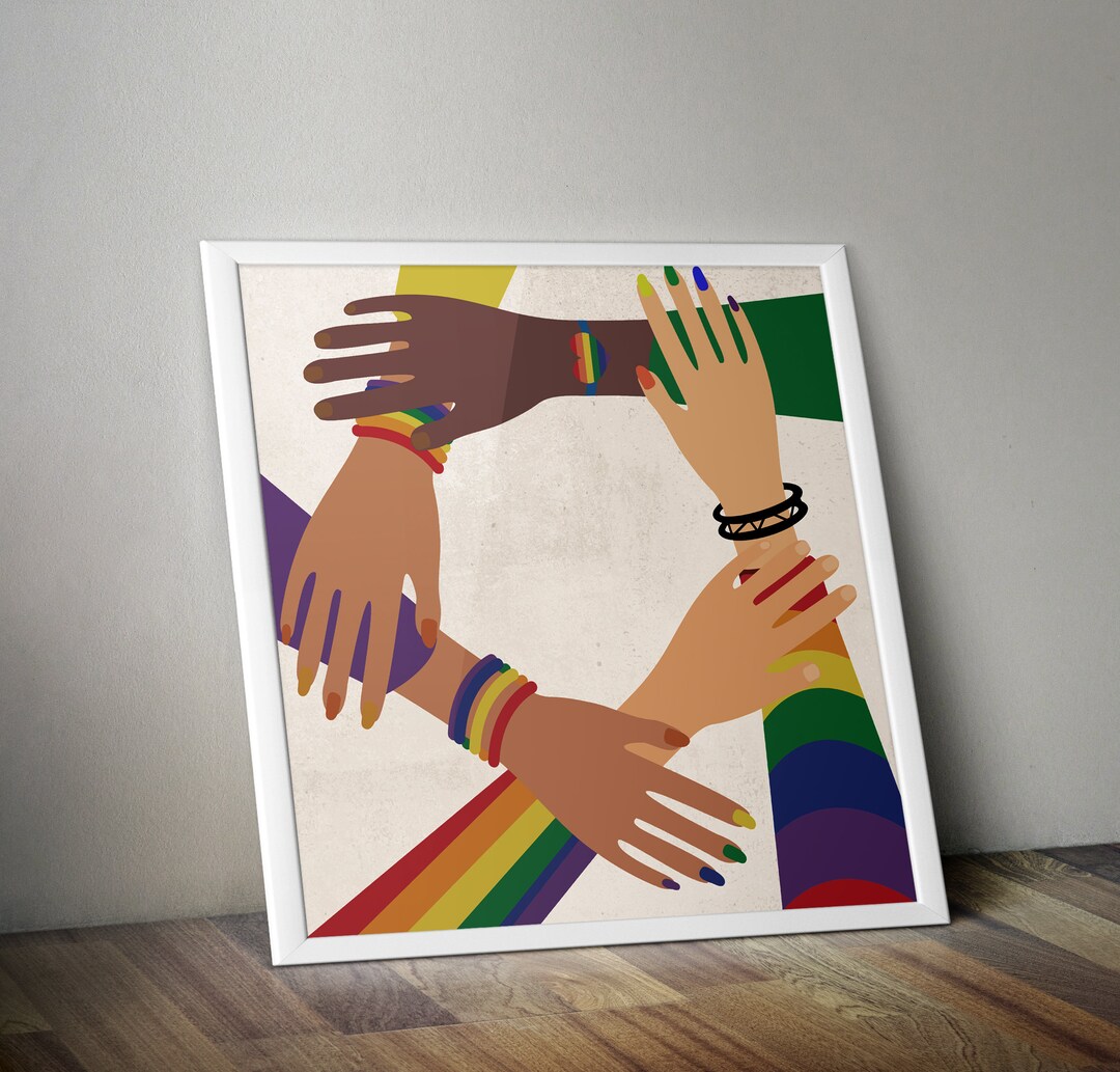 Love is Love Diversity Hands Poster, Equality, Peace, Kindness ...
