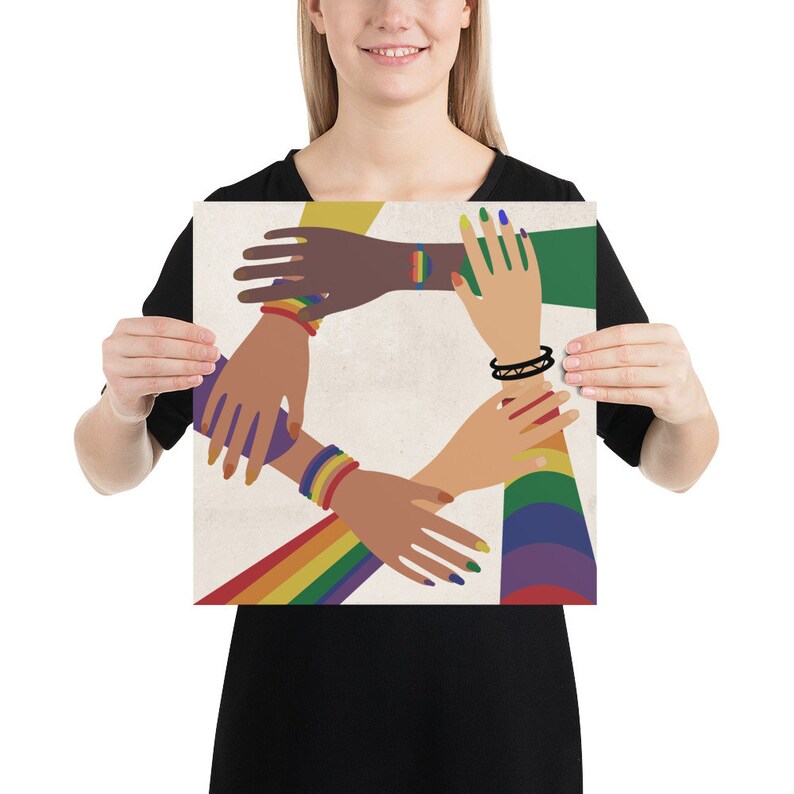 Love is Love Diversity Hands Poster, Equality, Peace, Kindness ...